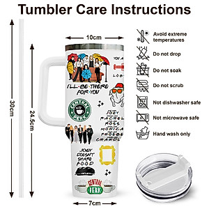 GEPOSTORE Christmas Gifts for Men Women, Friendship 40oz Tumbler with Handle, Funny Movie Character Travel Cup, Birthday Gifts for Movie Lover