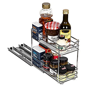 HOLDN’ STORAGE Spice Rack Organizer for Cabinet, Heavy Duty - Pull Out Spice Rack 5 Year Warranty - Spice Organization 4-1/2"Wx10-3/8 Dx8-7/8 H - Spice Racks for Inside Cabinets & Pantry Closet