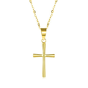 SISGEM Solid 18k Gold Cross Pendant Necklace for Women, Real 18 Carat Gold Religious Jewelry Gifts for Her, 18 inch