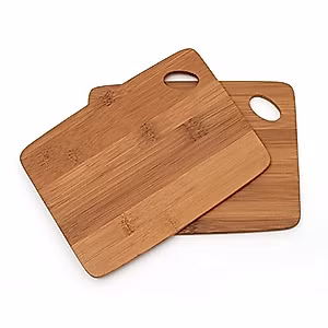 Lipper International Bamboo Wood Thin Kitchen Cutting Boards with Oval Hole in Corner, Set of 2 Boards, 6" x 8"