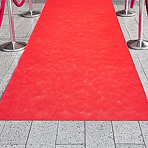 Red Carpet Runner for Party, 50 Ft Runway Aisle for Weddings, Banquets, Prom Nights, Movie Themed Decorations (40 gsm, 3" Wide)