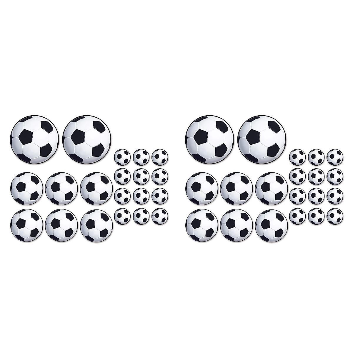 Beistle Soccer Ball Cutouts, 4", 8", 12", White and Black