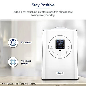 LEVOIT Humidifiers for Bedroom Large Room Home, 6L Warm and Cool Mist Ultrasonic Air Vaporizer for Plants and Whole House, Built-in Humidity Sensor, Essential Oil Diffuser, Whisper Quiet, Timer, White