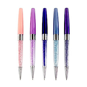 Gullor 5PCS Bling Bling Silm Crystal Diamond Retractable Ballpoint Pen - Style A