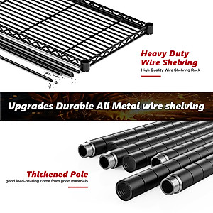 REIBII 1500LBS Storage Shelves 61.2''W Wire Shelving Unit 5 Tier Metal Shelving for Storage Rack Shelves for Storage Heavy Duty Garage Shelf Pantry Shelves Kitchen Shelving, 61.2''W*72.4''H*15.7" D