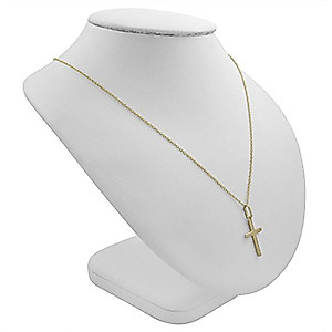 Amanda Rose Collection 14K Solid Yellow Gold Cross Pendant Necklace for Women on an 18 inch 14K Gold Chain