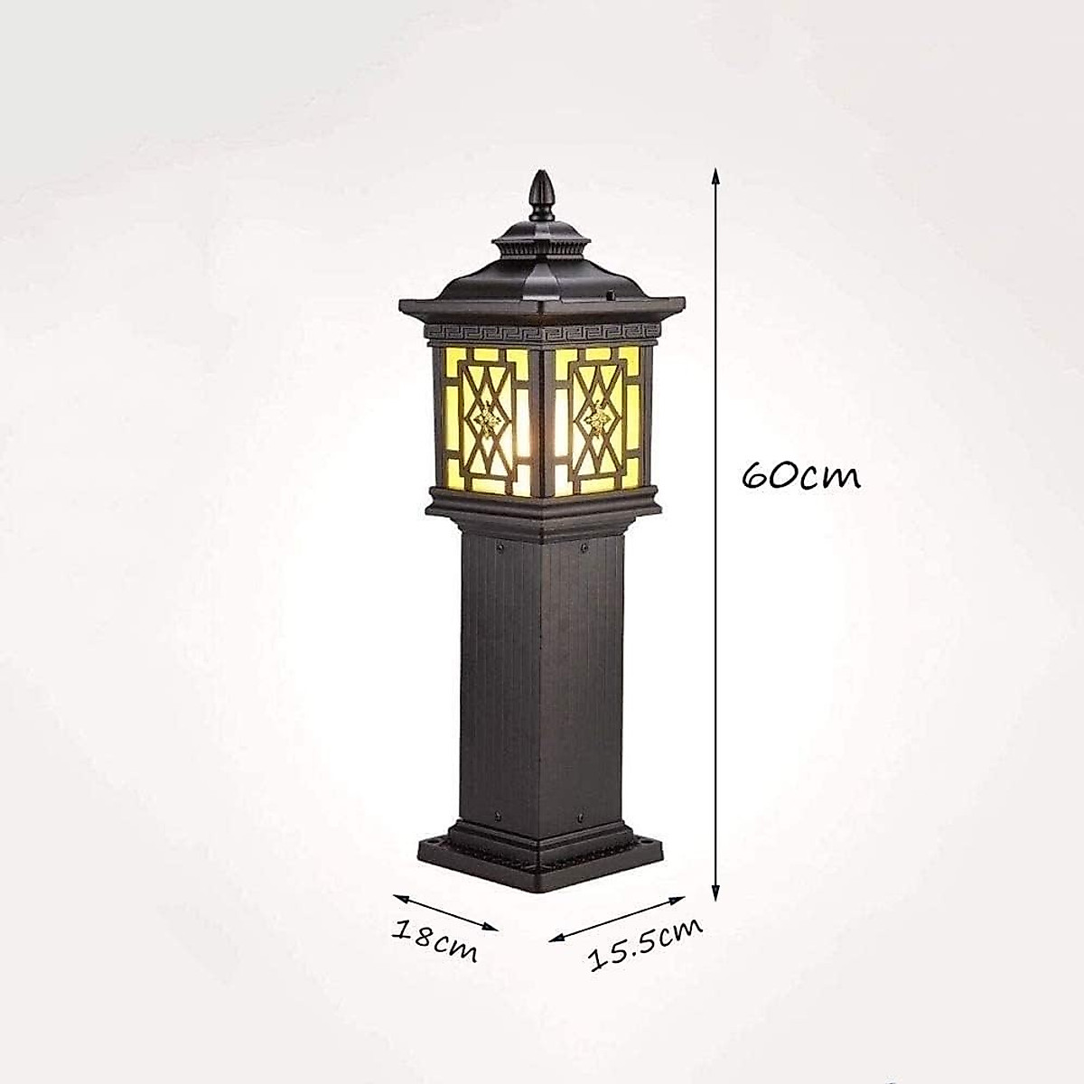 MODEBHD Chinese Retro Garden Column Head Lamp E27 Outdoor IP65 Waterproof Landscape Lighting Column Head Lamps Modern Minimalist Lawn Lamp Fence Lamp Post Lamp High Pole Lamp (Height: 60 Cm)