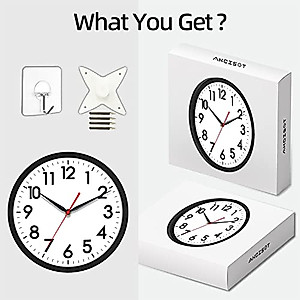 AKCISOT 12 Inch Wall Clock Silent Non-Ticking Modern Wall Clocks Battery Operated - Analog Classic Clock for Office, Home, Bathroom, Kitchen, Bedroom, School, Living Room(Black)