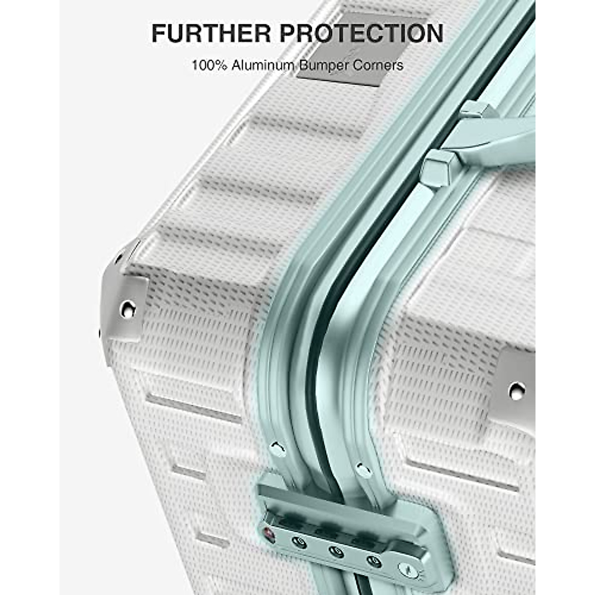 LUGGEX Aluminum Frame Luggage Sets, 100% Polycarbonate Hard Shell Checked Suitcase with 4 Corners, Zipperless Luggage with Spinner Wheels