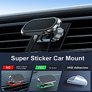 2-Pack Magnetic Phone Holder for Car, [8 Strong Magnet] Car Phone Mount Zinc Alloy Magnetic Car Phone Holder Mount 360° Rotation Car Magnetic Mount Universal Dashboard Cell Phone Holder for All Phones