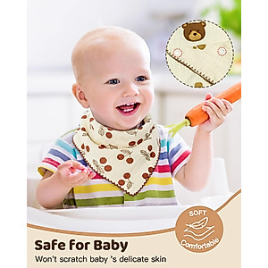 Lictin Muslin Baby Bandana Bibs - 8 Pack Baby Bandana Drool Bibs Cotton Unisex, Snap Muslin Bibs for Boys Girls, Absorbent & Soft for Teething and Drooling, Adjustable Snaps