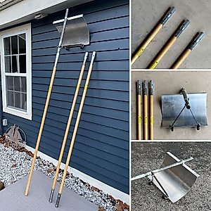 The Rolls Roof Rake Snow Removal 17'FT Wooden Non-Slip Adjustable Handles Proudly Made in USA, A-1b