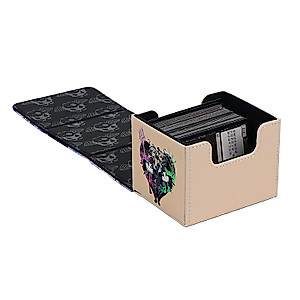 BlackLotos Leather Card Sotrage Box Magnetic Trading Card Collection Box Fit 100+ Double Sleeved YGO Cards for Collectible Cards Deck Playing Card Box (Purple)