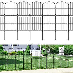 PINPON Decorative Garden Fence 10 Panels 37.5in (H) x 10.4ft (L) Border Animal Barrier, Rustproof Metal Wire Landscape Wire Edge Flower Bed Fencing for Patio Yard Outdoor Decor, Arched