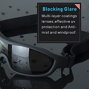 Viriber Motorcycle Goggles Bike Goggles UV Protective Outdoor Glasses Dust-proof Combat Goggles Military Tactical Goggles (Deep Black)