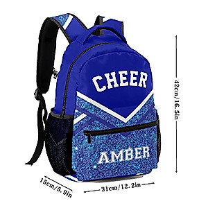 SunFancyCustom Cheer Cheerleaders Blue Backpack Personalized Daypack Laptop Travel Hiking Bag with Name