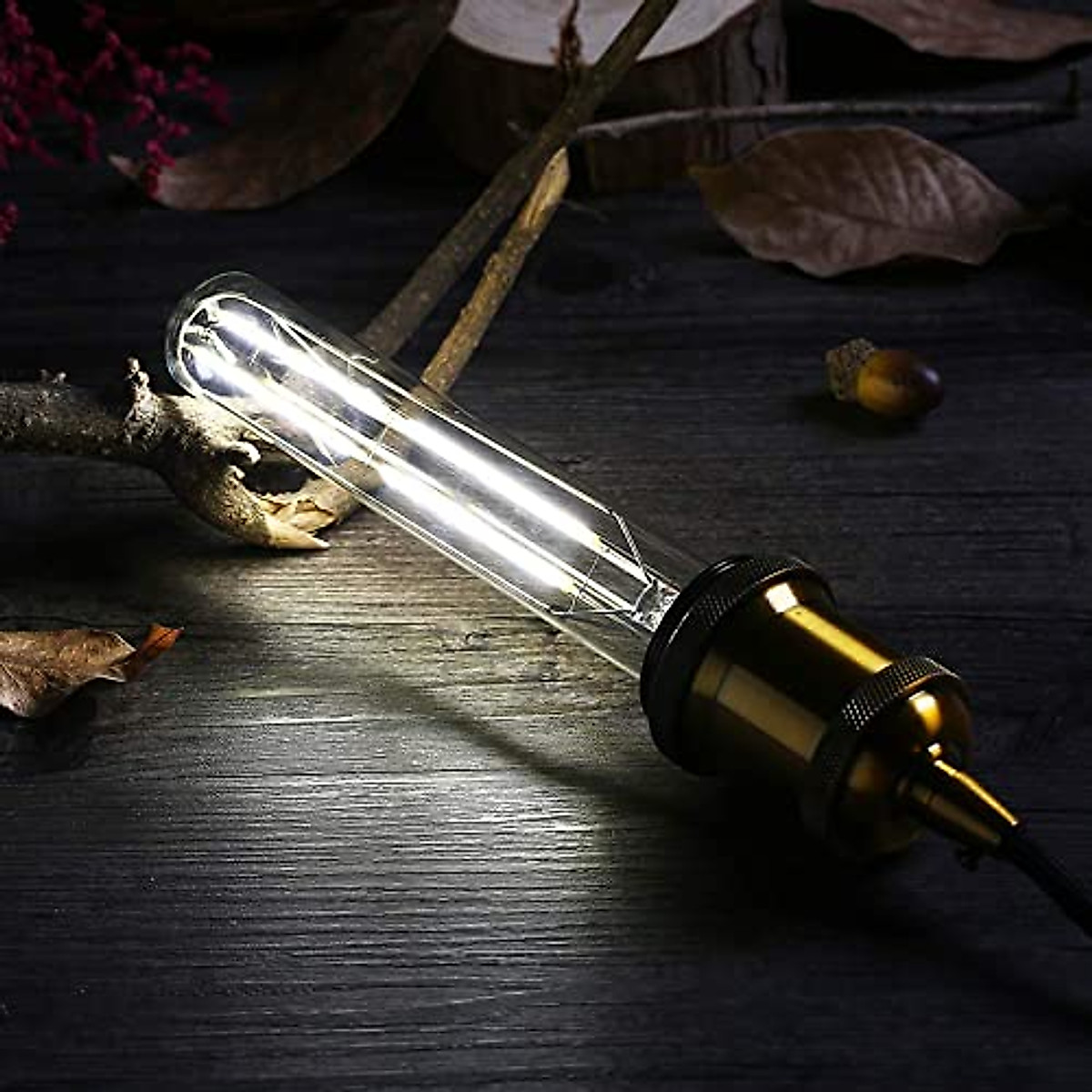 VCTC Lighting Dimmable T10 LED Bulbs,4000K Daylight White,6W Tubular Light Bulb, Edison LED Bulb 60 Watt Equivalent,E26 Medium Base 600LM, Clear Glass Cover,7.3in(185mm),4-Pack