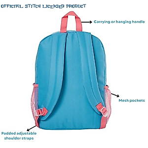 Disney Stitch Backpack Set for Kids, 16 inch with Lunch Bag and Water Bottle