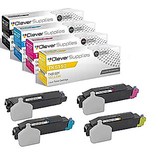 CS Compatible Toner Cartridge Replacement for Kyocera-Mita TK5152 TK5152K Black TK5152C Cyan TK5152M Magenta TK5152Y Yellow ECOSYS M6035cidn ECOSYS M6535cidn ECOSYS P6035cdn 4 Color Set