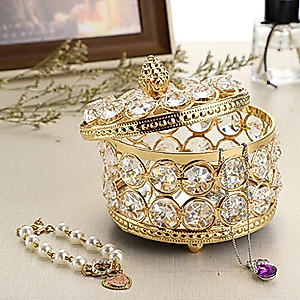Hipiwe Crystal Mirrored Jewelry Box Jewelry Trinket Organizer Box Home Decor Ring Earrings Necklace Storage Holder Keepsake Box