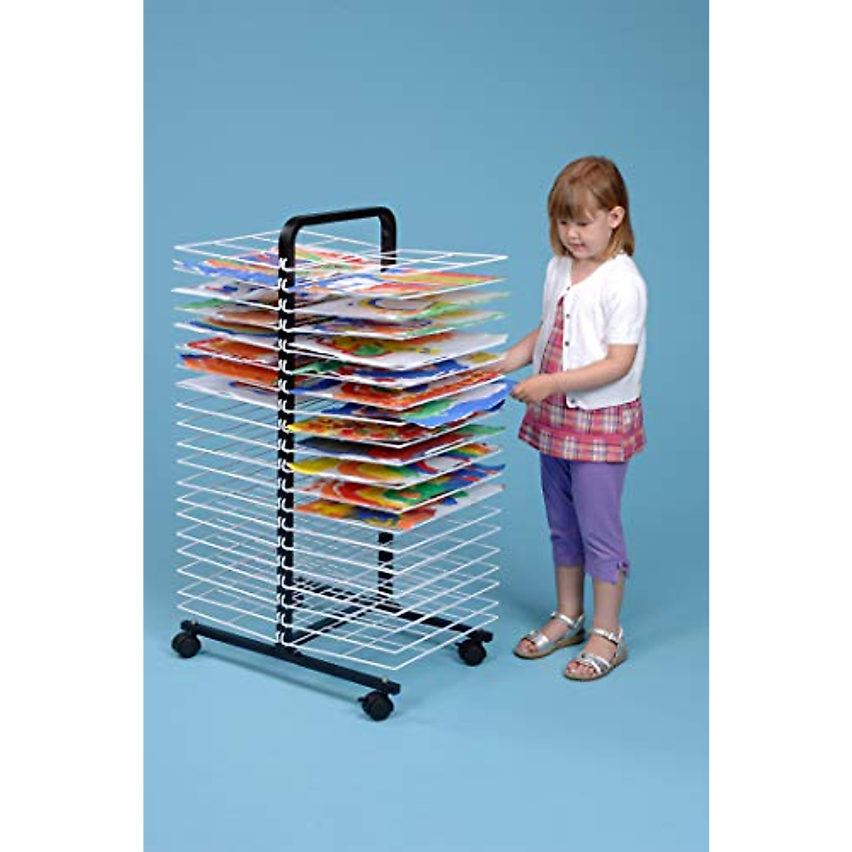 American Educational Products A-C1168 Drying Rack on Wheels, 40 Shelf, 7" Height, 18" Wide, 48" Length