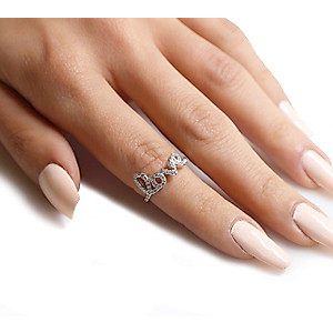 CloseoutWarehouse Cubic Zirconia Love in Script Ring Sterling Silver Size 12