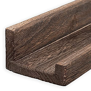 Rustic State Ted Wall Mount Extra Long Narrow Picture Ledge Photo Frame Display - 72 Inch Wooden Floating Shelf for Living Room Office Kitchen Bedroom Bathroom - Burnt Brown