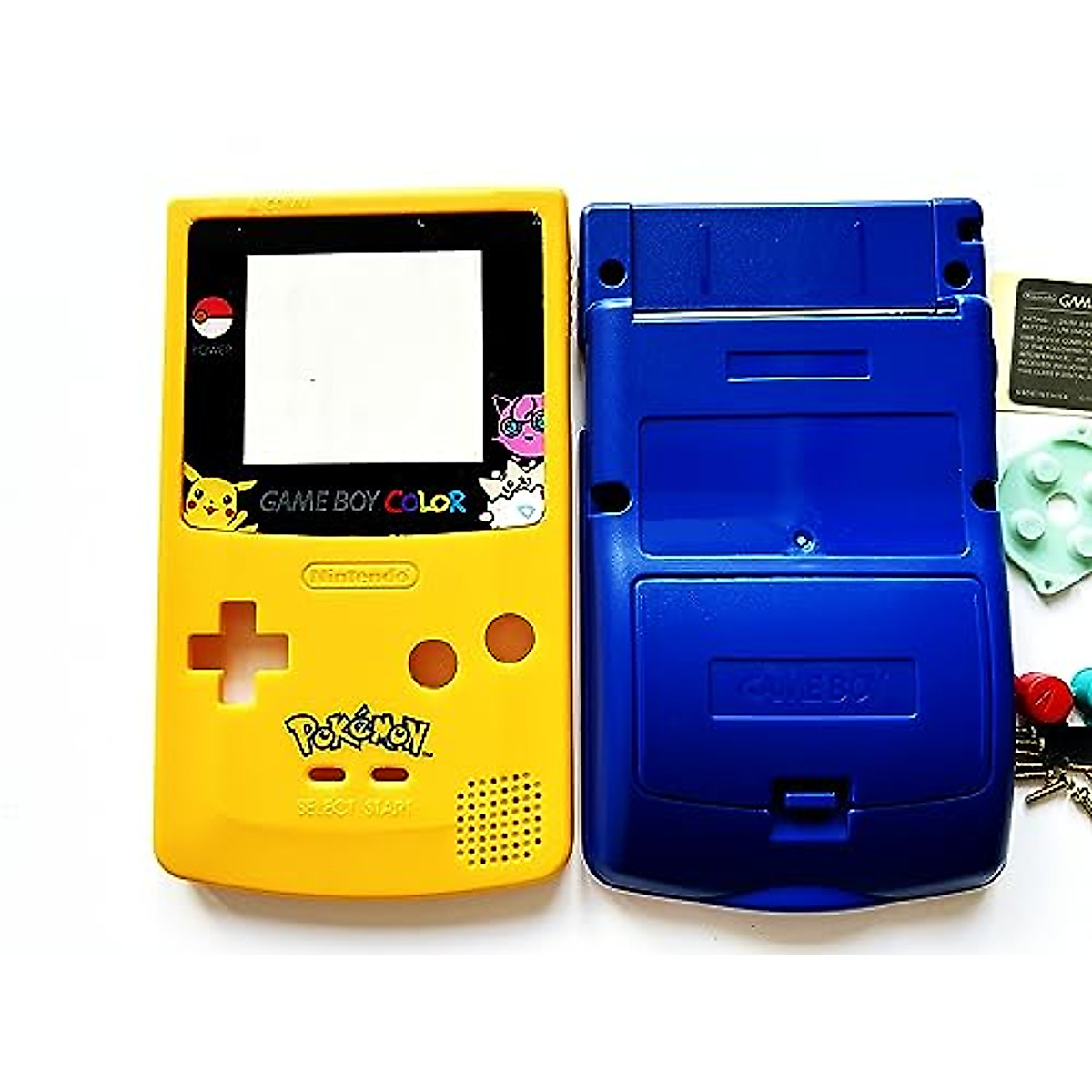 JMXLDS Replacement Full Housing Shell Case Cover Pack with Screwdriver Buttons for Game boy Color GBC Repair Part-Yellow&Blue.