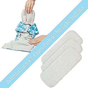 Simple Being Reusable Baby Cloth Diapers Adjustable Size, Double Gusset, Waterproof Cover, 3 Pack with 3 Inserts (DC Batman Classic)