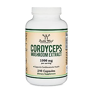 Cordyceps Capsules (Cordyceps Sinensis Mushroom Extract) 210 Count, 3.5 Month Supply, 1,000MG (7% Polysaccharides with Alpha and Beta Glucans) Overall and Aging Support by Double Wood