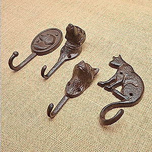 brandname RRRuo Rustic Heavy Duty Hook Cat Head Coat Hooks Decoration for Keys Towel Bags Hat Coat Home Wall Mounted Hook Hardware 2 Pieces（Brown）