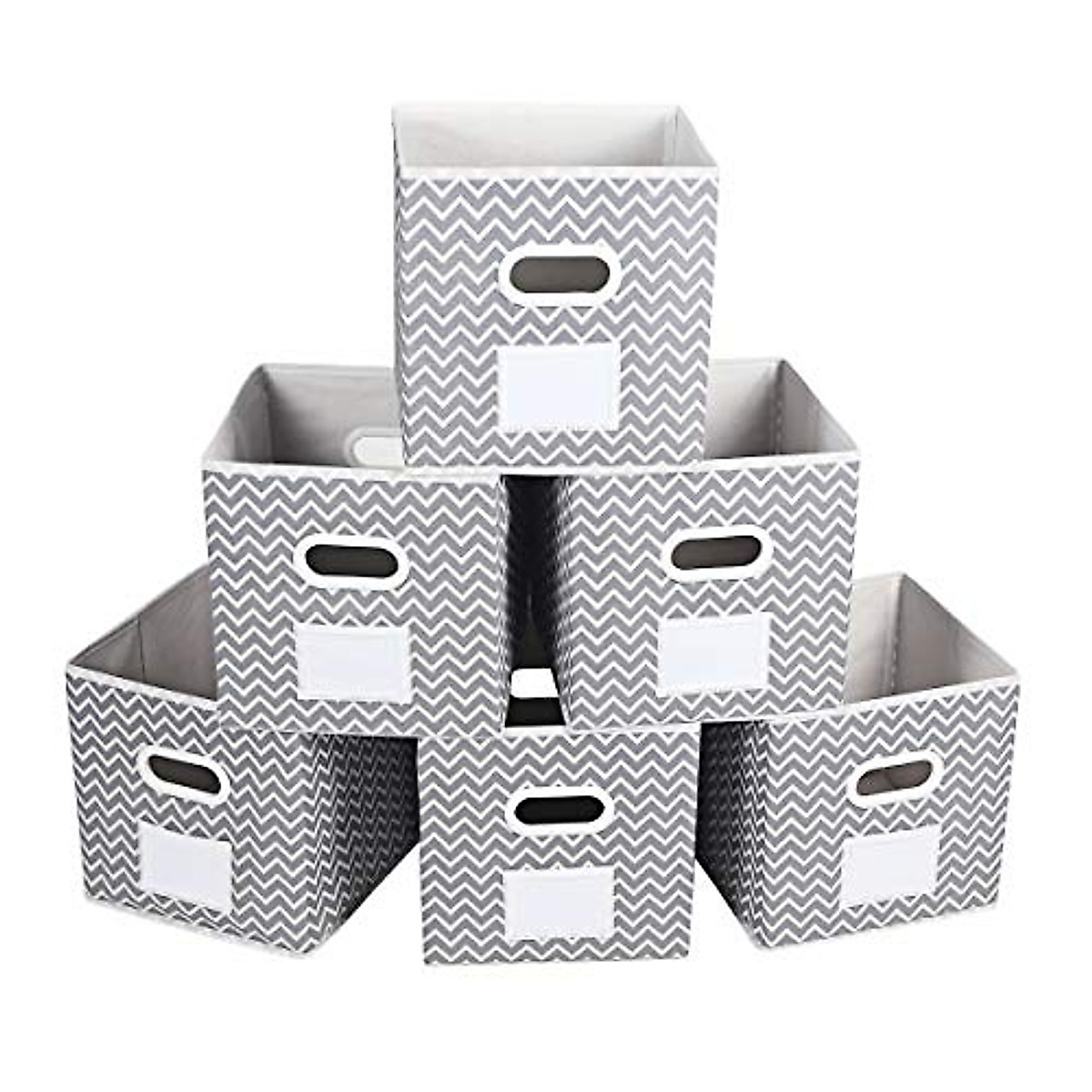MAX Houser Fabric Cloth Storage Bins,Foldable Storage Cubes Organizer Baskets with Dual Handles for Home Bedroom Storage,Set of 6 (Grey)
