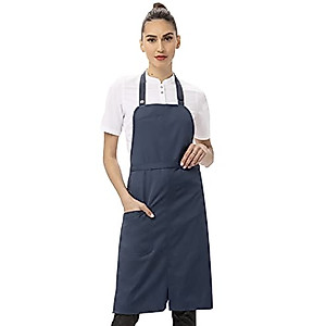 Chef Works Unisex Brio Bib Apron, Blue, One Size
