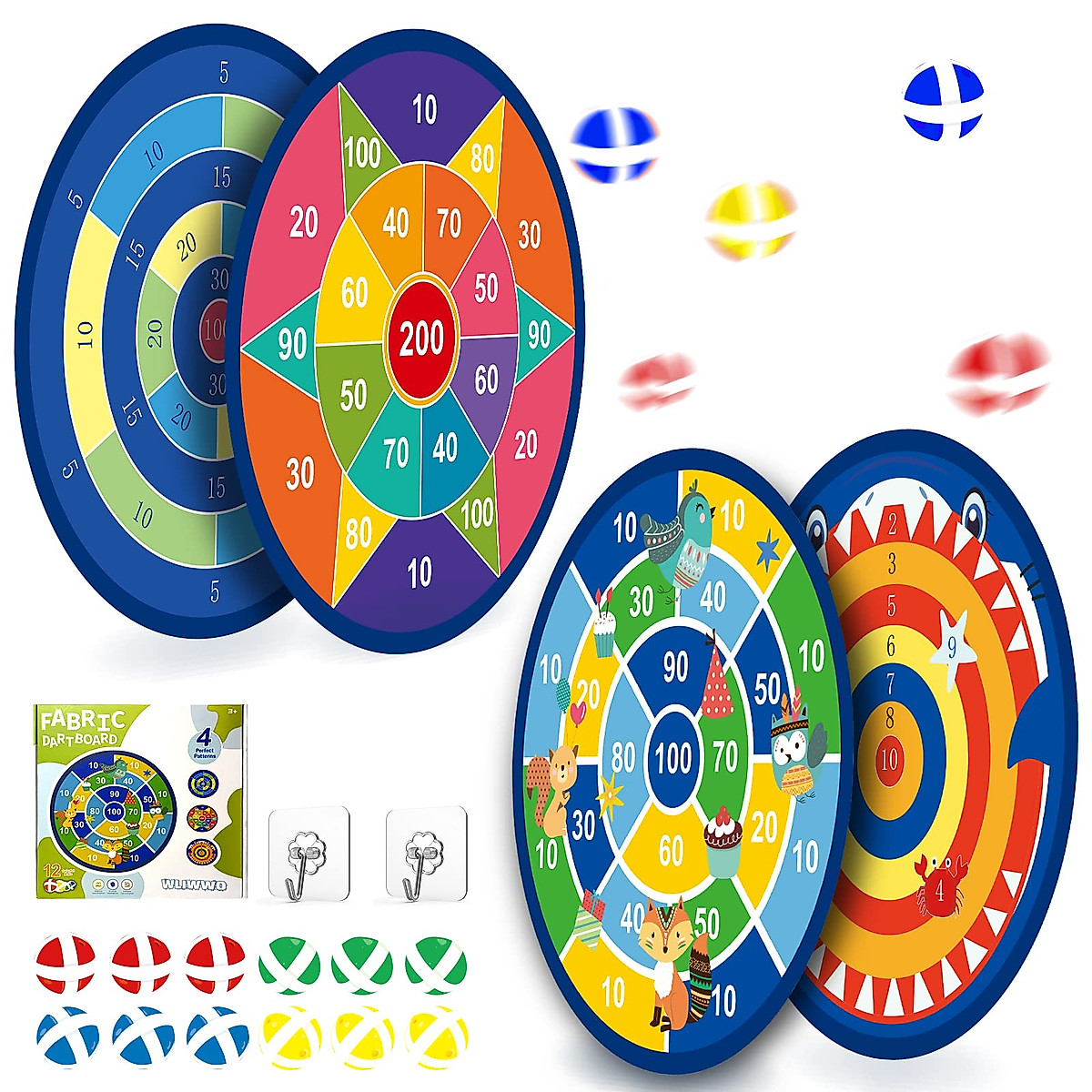 Dart Board for Kids –Sports Game and Gifts for Boys and Girls Toys -Double Sided with 12 Sticky Balls and Hook, Indoor/Outdoor Party Games and Gifts for 3 4 5 6 7 8 9 10 11 12 Old Boy Kids