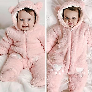 Simplee kids Baby Infant Boy Girl Winter Warm Snowsuit Outwear Newborn Hooded Footed Romper Jumpsuit for 0-3 Months