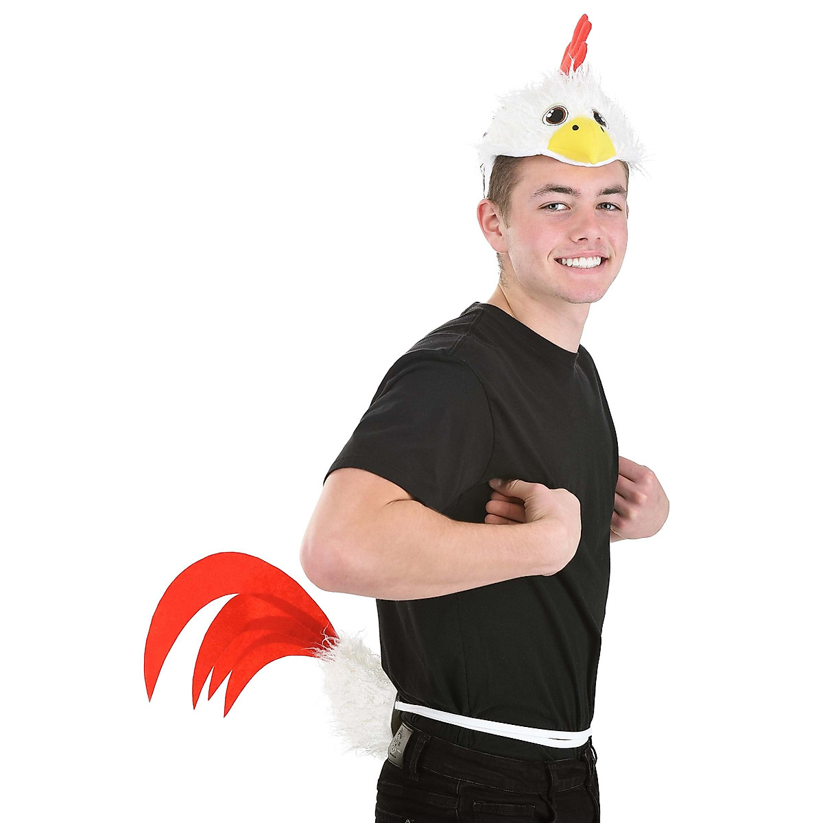 elope Chicken Soft Headband & Tail Costume Accessory Kit - Soft Sculpted Beak and Tail with Adjustable Elastic