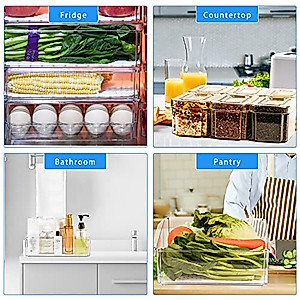 12-pack Stackable Fridge Organizer with 5 liners, Refrigerator Organizer Bins with Lids, Plastic Fridge Organizers and Storage Clear Pantry Organization and Storage Containers for Fruits, Vegetable