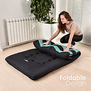 Japanese Futon Mattress – Tatami Floor Mattress – Foldable Sleeping Bed and Roll Up Mat for Guest, Dormitory, Camping & Travel – Twin Size