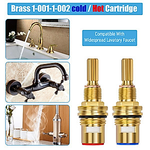 Brass 1-001 & Brass 1-002 Ceramic Valve Cartridge Set, Replacement Hot Widespread Cartridge and Cold Widespread Faucet Cartridge Replacement