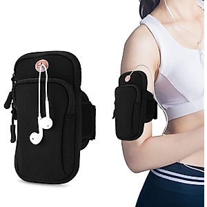 Sports Arm Bag, Water Bottle Pouch Universal Unisex Armbands Exercise Workout Running Gym Armbands Phone Holder Case with Earphone Hole for iPhone, Samsung Galaxy and LG (Black)