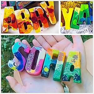 Wocuz 26 Large Letters Silicone Mold Alphabet Crayon Mold Chocolate Mold Biscuit Ice Cube Tray with 12 Sets of Present Packages for DIY Name Letter Gifts for Students Graduation Easter Party