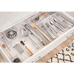 Spectrum Diversified Hexa 6" x 12" x 2" Buildup-Resistant Kitchen & Bathroom, Easy-to-Clean Kitchen Utensil Drawers, Desk Organizer Tray, 6 x 12, Clear Frost