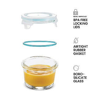 Superior Glass Food Storage Containers - Set of 6-4 Oz Containers with Airtight BPA-Free Locking Lids - Food containers - Microwave & Dishwasher Safe - Small Containers for Snacks Dips etc