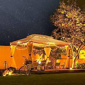 MEWAY Patio Gazebo 10x13 Gazebo with Mosquito Netting Aluminum Outdoor Gazebo Canopy with Curtains for Backyard Lawn Garden Deck, White Brown