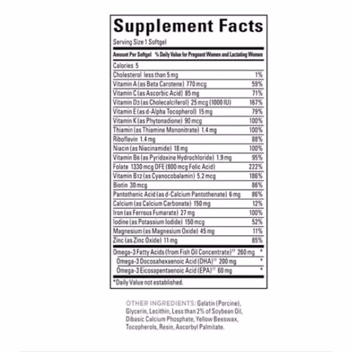 Prenatal with Folic Acid + DHA, Prenatal Vitamin and Mineral Supplement for Daily Nutritional Support, 150 Softgels, 150 Day Supply Plus Bonus 2 Sugar-Free White Peach Hydration Stick