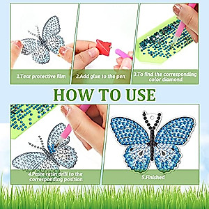12 Pcs Butterfly Diamond Painting Keychains Summer Diamond Key Chains Kit DIY Butterflies Diamond Art Keychains for Beginners Kids Adults DIY Key Ring Pendant Summer Crafts Making (Butterfly Style)