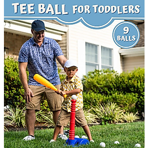 ToyVelt Tee Ball Set for Kids 3-5 - 9 Balls, for Boys & Girls, Great for Toddlers (Multicolor)