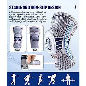 ZEAMO Knee Compression Sleeve with Gel Pad & Side Stabilizers (Medium)