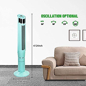 Kismile 47 inch Portable Oscillating Quiet Tower Fan with Remote Control,3 Modes and 8 Wind Speed Setting, Built in 24 H Timer LED Display for Bedroom,Home,Office,Dormitory (47 inch, Green)