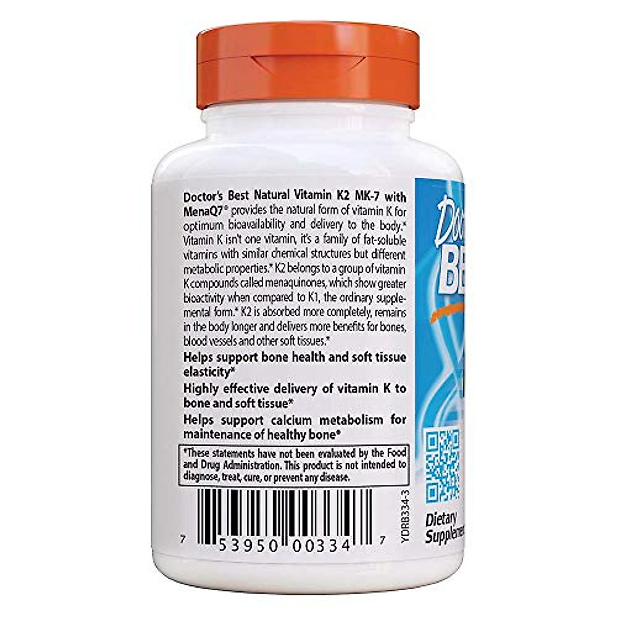 Doctor's Best Natural Vitamin K2 Mk-7 with MenaQ7, 60 Count